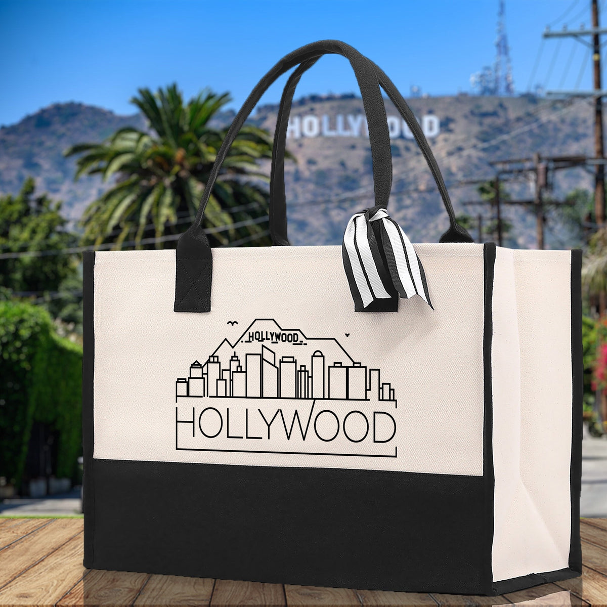 Hollywood Cotton Canvas Tote Bag Travel Vacation Tote Employee and Cli ...